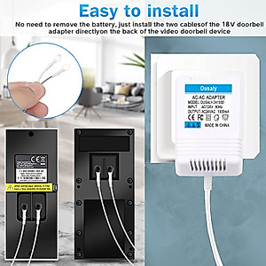 24VAC1A Video Doorbell Power Adapter - 26.5feet Extension Cable, AC110-120V to AC 24 for Eufy, Wyze, Ring, Nest, Ecobee, Sensi, Honeywell Thermostats, Arlo Wireless Video doorbell Transformer(White)