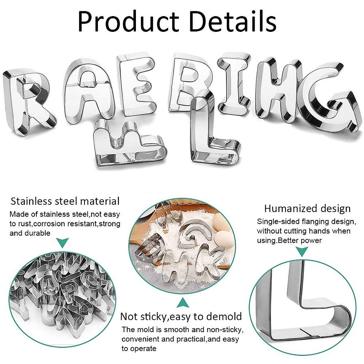 3 Inch Biscuit Cutter for Baking, 26 PCS Halloween Christmas Alphabet Cookie Cutters Set, Stainless Steel Metal Letter Cookie Cutters, Baking Tool for Birthday Cake, Holiday, Party, Gift