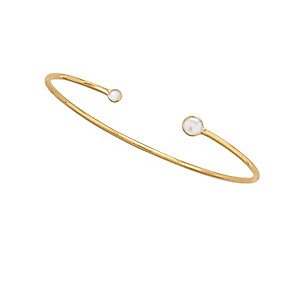 AzureBella Jewelry Rainbow Moonstone Open Cuff Bracelet 14k Gold-plated Silver