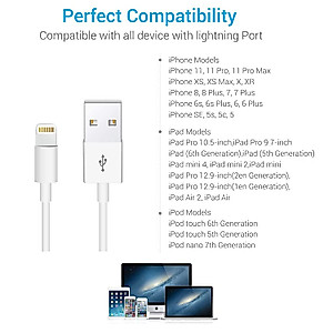 2Pack Apple Original Cable [Apple MFi Certified] Lightning to USB Cable Compatible iPhone 13/12/11 Pro Max/XS MAX/XR/XS/X/8/7/Plus/6S iPad AirPods,iPod Touch (1M/3.3FT) Original Certified - White