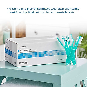 McKesson Toothbrush, Soft Bristle, Single Use/Disposable, Green, 144 Count, 1 Pack