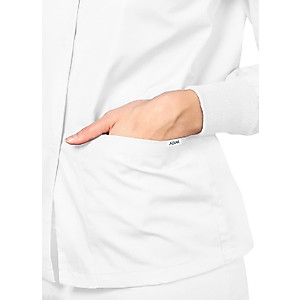 Adar Uniforms Women's Universal Round Neck Warm-Up Scrub Jacket - 602 - White - M