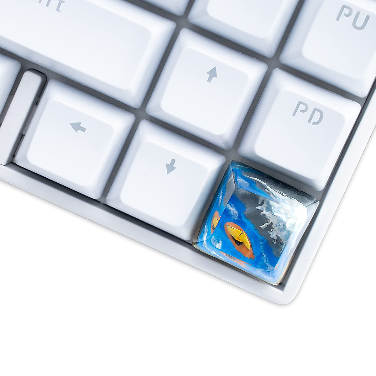 Ocean Key Artisan Keycaps for DIY Replacement Handmade Resin Keycaps for Decoration, Ship and Sea Handmade Resin Keycaps for Switch Gaming, Cherry MX Mechanical Keyboards (Yellow and Blue)