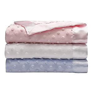Baby Starters Textured Dot Blanket with Satin Trim, White 30" x 40"