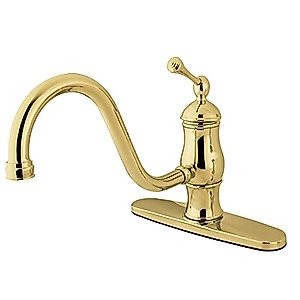 Kingston Brass KS1572BLLS Heritage Kitchen Faucet, 11" in Spout Reach, Polished Brass