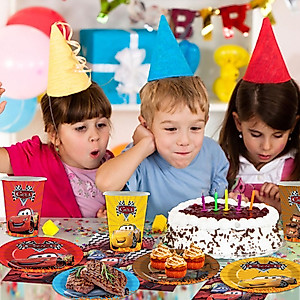 Cars Plates and Napkins Cups Sets, Cars Birthday Party Supplies Tableware for Lighting Cars Birthday Decorations Includes 30 Plates, 30Napkins and 30Cups for Boy Girl Cars Birthday Decorations