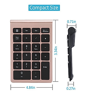 Yoidesu 22 Keys Number Pads, Numeric Keypad Portable 2.4 GHz Number Keyboard Financial Accounting Number Keyboard for Laptop, PC, Desktop, pro, Notebook, etc.(Rose Gold)