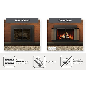 Pleasant Hearth AT-1001 1111 fireplace screen, Black Medium