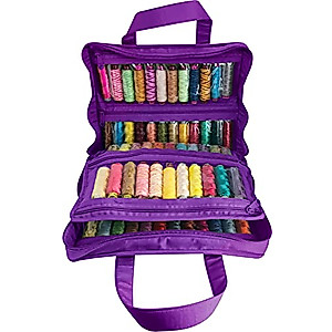 Yazzii 100 Spool Thread Organizer - Thread Holder Organizer - Portable Thread Storage Bag Purple