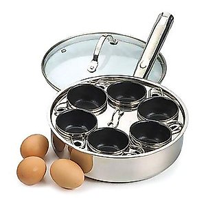 Egg Poacher Pan Poached Egg Maker Set with 6 Non-stick Egg Poaching Cups, 1 Stainless Steel Steamer Pot, Multi-Purpose for Egg Cake Vegetables Seafood Meat Baby Food