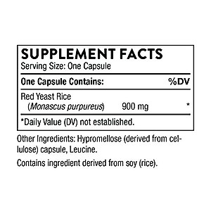 Thorne Choleast-900-900mg Red Yeast Rice Extract - Gluten-Free Supplement Supports Healthy Cholesterol Levels Already in a Normal Range, Heart & Blood Pressure - 120 Capsules