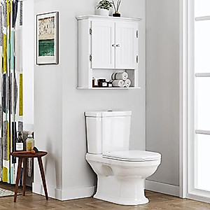 UTEX Bathroom Cabinet Wall Mounted, Wood Hanging Cabinet, Wall Cabinets with Doors and Shelves Over The Toilet for Bathroom,White