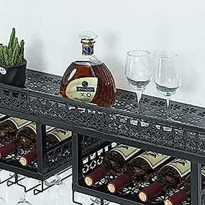 Wall Mounted Wine Rack,Hanging Glass Holders,Metal Wine Storage Display Shelf for Bar,Kitchen,Restaurant 39.4"*11.8"*11.8"