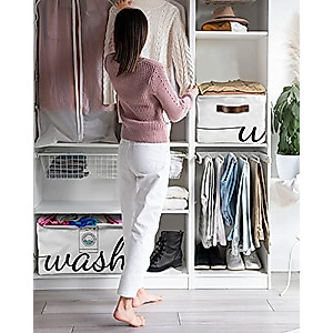 Laundry Room Storage Bins 1 Pack, Large Waterproof Storage Baskets for Shelves Closet, Washing Machine to Washing Clothes Storage Basket Foldable Storage Box Cube Storage Organizer with Handles