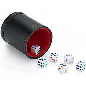 Delta-shop Felt Lined Professional Dice Cup - with 6 Dice Quiet for Yahtzee Game