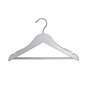 NAHANCO 20114WBHU Wooden Suit Hangers - Flat - 14" Low Gloss White - Home Use (Pack of 25)