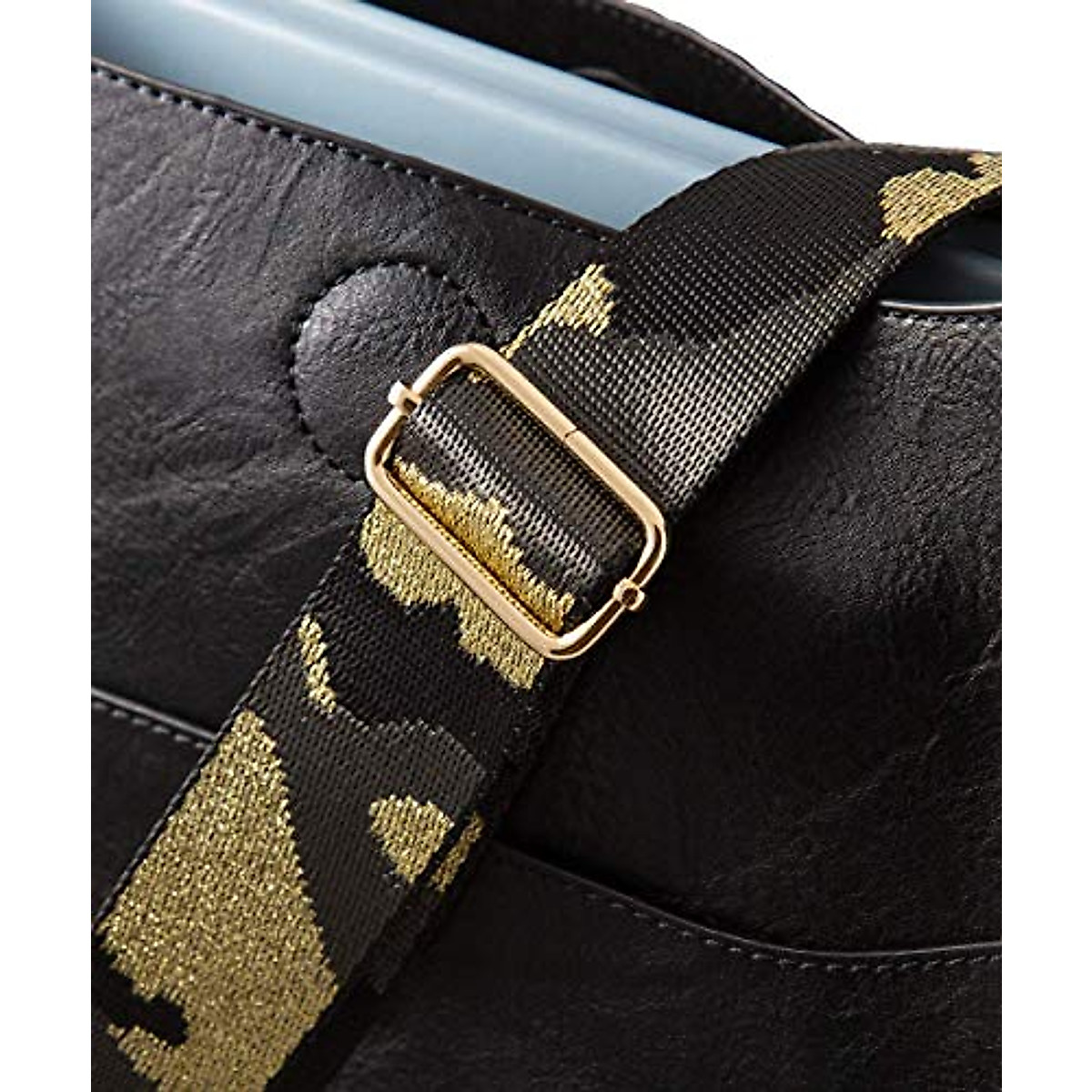 Pinafore Vegan Leather Crossbody Fashion Shoulder Bag | Soft, Magnetic Closure Handbag Purse for Women with Adjustable & Removable Guitar Strap, Black