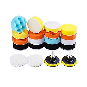 MIDO PROFESSIONAL ABRASIVE Buffing Pads For Drill 22PCS Foam Drill Buffing Kit Car Drill Polishing Kit for Car Sanding, Buffing, Waxing(18 Pads+2 Drill Adapters+2 Suction Cups)
