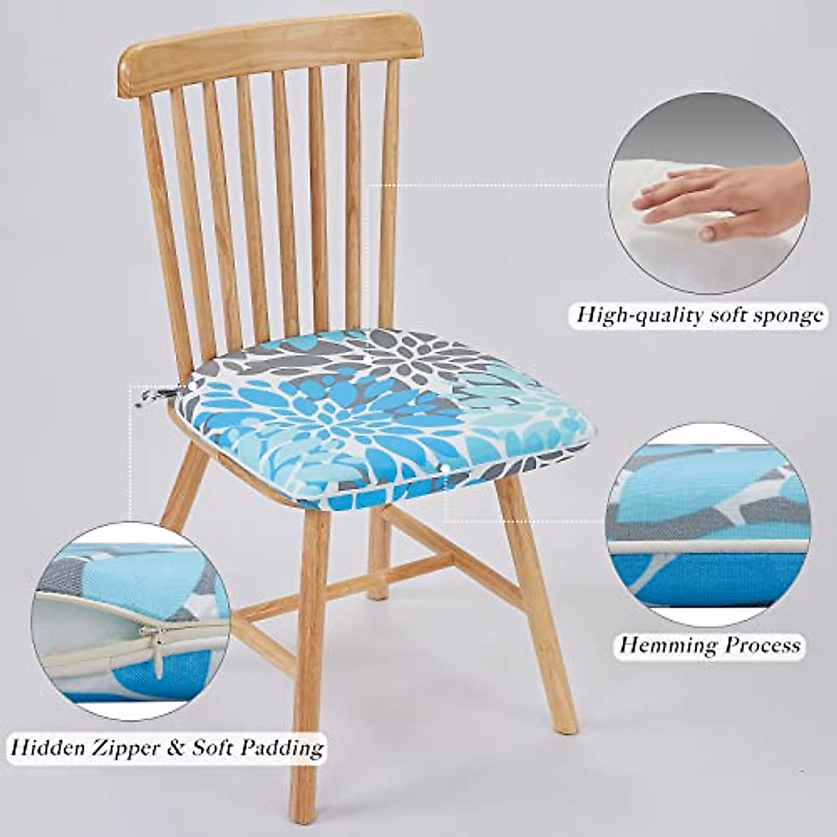 JMGBird Outdoor Chair Cushions Set of 4, Patio Cushions D16xW17 Inch with Ties, Outdoor Chair Pad for Patio Furniture