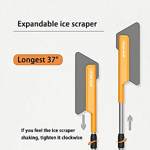Kwak's Car Extendable Ice Scraper and Snow Brush with LED Light & Ice Scraper for Car or Truck Auto SUV Snow Removal Removable Ice Scraper for Windshield (S)