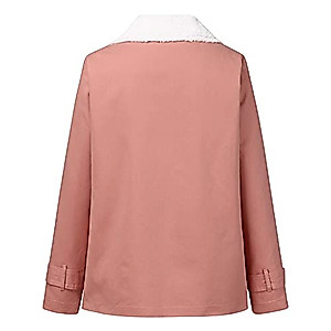 Zieglen Winter Coats for Women Women's Lapel Sherpa Fleece Lined Denim Jacket Winter Button Down Warm Coat Outerwear 53