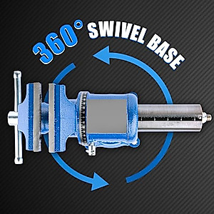 COGNATIVE 360° Multi-Purpose Bench Vise, Ductile Iron, Heavy Duty with Anvil, Clamp force 4000KG, Blue, 5-Inch
