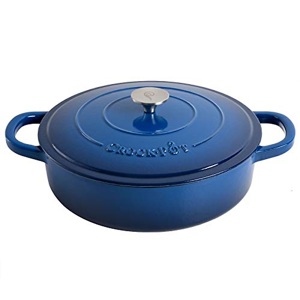 Crock Pot Artisan Enameled Cast Iron Braiser W/Lid, 5 Quart, Sapphire Blue