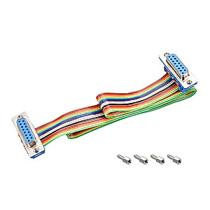 Tool parts IDC Rainbow Wire Flat Ribbon Cable DB15 F/F Connector 2.54mm Pitch 19.7inch Long