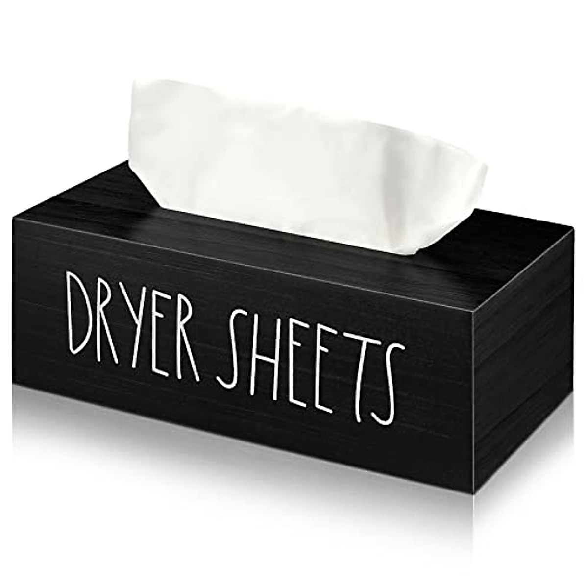 Dryer Sheet Holder Dispenser Container Dryer Sheet Storage Box for Laundry Room Decor Light Luxury Style Fabric Softener Dispenser for Organizing Decorations (Black,Wood)