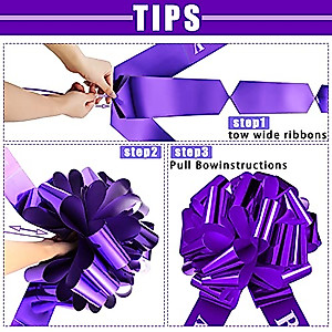 Happy Birthday Car Bow Big Car Ribbon Bow Large Gift Wrapping Bow Giant Bow for Car Decorative Huge Pull Bow for Christmas Party Birthday Car Decoration (Purple,20 Inches)