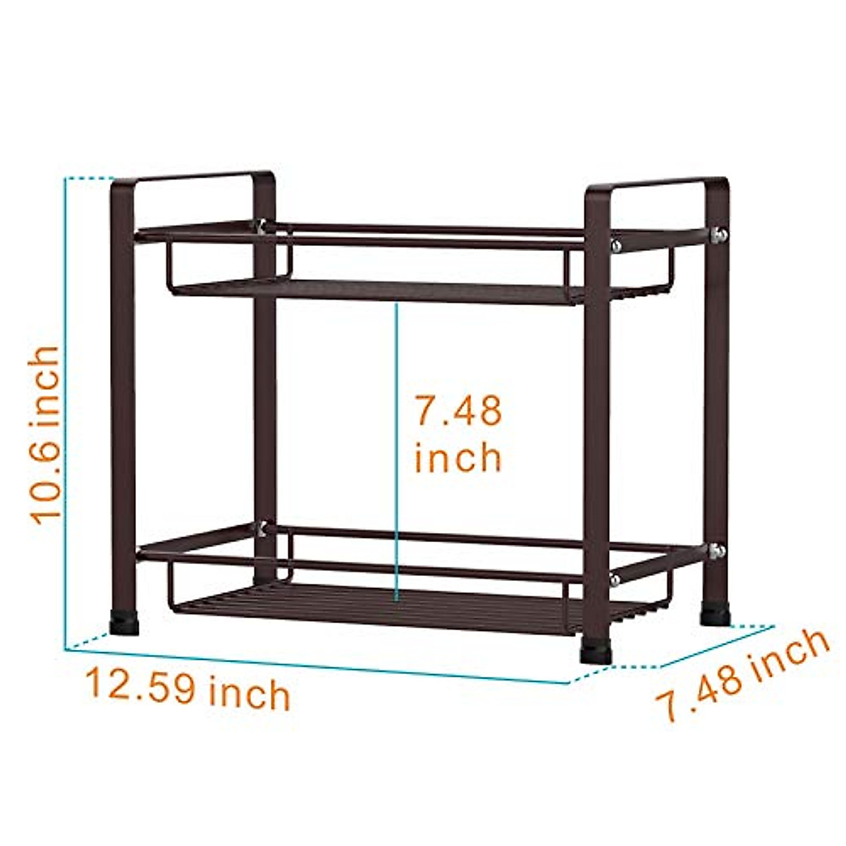 iSPECLE Spice Rack 2-Tier Kitchen Bathroom Organizer Countertop Storage Shelf Holder Standing Rack, Bronze