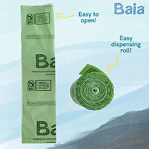 Baia Compostable Food Scrap Bags, ASTM D6400 BPI, 2.6-3 Gallon, Extra Thick 0.79 Mils, Small, Kitchen Waste Trash, Countertop Compost Bin Liners (100 Ct)