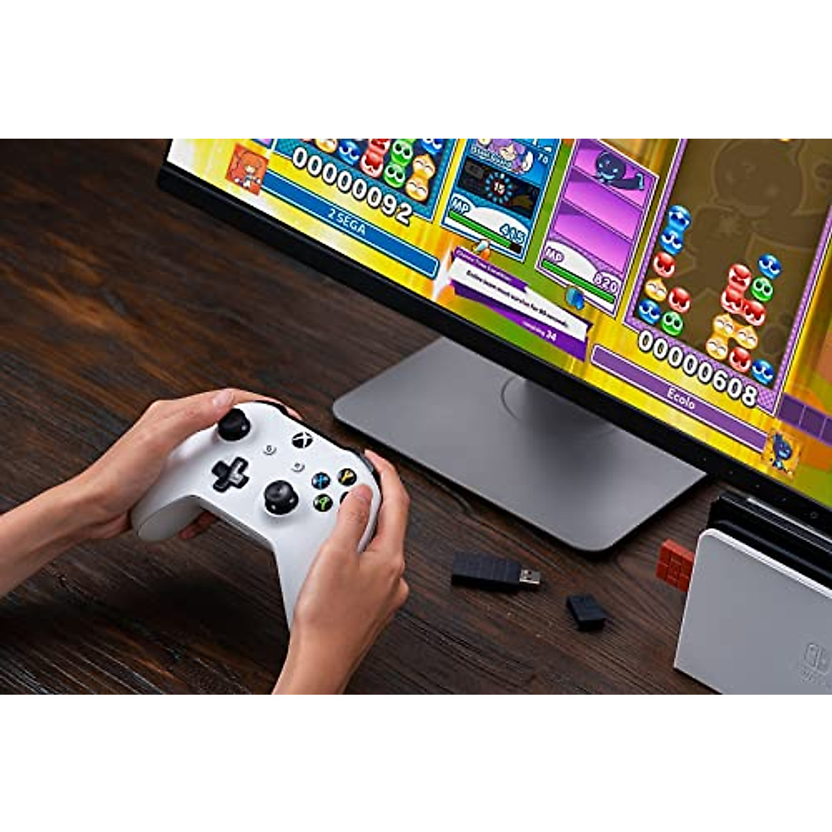 8Bitdo Adapter 2 USB Wireless Switch Controller for Windows, Mac & Raspberry Pi, Compatible with Xbox Series X & S Controller, Xbox One Bluetooth Controller, PS5/PS4/PS3 Controller