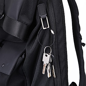 Tuanse 200 Pcs Stainless Steel Wire Keychains Cable Black Key Rings Luggage Tag Loops Key Keeper 4 mm Twist Barrel (5.91 Inch Long)