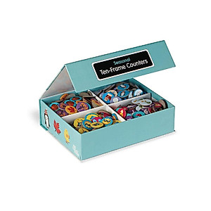 hand2mind Seasonal Ten Frames Math Counters for Kids, Math Counters Chips for Counting and Sorting, Kindergarten Learning Games, Counting Toys, Math Game (288 Math Counters and 10 Ten Frame Cards)