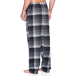 Ashford & Brooks Mens Super Soft Flannel Plaid Pajama Sleep Pants - Grey Plaid - Large