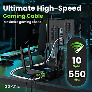 GearIT RJ45 Cat-6 Ethernet Patch Cable, 10Gpbs Transfer Speed, Gold-Plated Connectors, Copper Clad, Outdoor, UV Resistant, Direct Burial, Waterproof, Durable, 150 Foot (45.7 Meters), Black