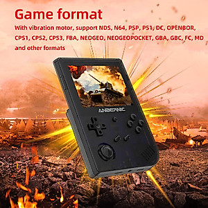 RG351V Handheld Game Console, Retro Game Console Support PSP / PS1 / N64 / NDS Opensource System RK3326 Chip, 3.5 Inch IPS Screen Portable Built in WiFi Console Vertical Version Gameboy Design