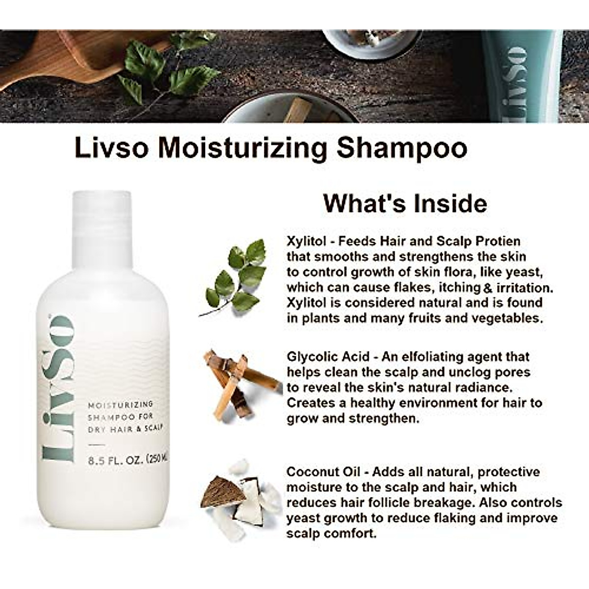 LivSo Moisturizing Shampoo - Dermatologist Created - Moisturizes Hair & Scalp - Naturally Derived - Fresh Feel Product - A Little Bit of LivSo Goes a Long Way