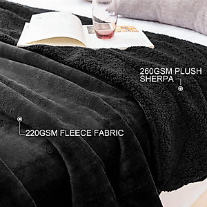 BEDELITE Sherpa Fleece Blankets King Size - Thick Warm Blankets for Winter, Soft & Cozy Plush Large Heavy Blanket for Bed (Black, 108" X 90")