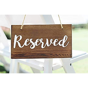 Darware Hanging Wooden Reserved Signs (6-Pack); Rustic Style Wood Signs for Weddings, Special Events, and Functions to Hang on Chairs, in Doorways