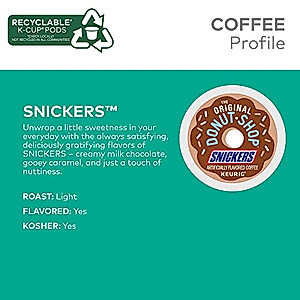 The Original Donut Shop Snickers, Keurig Single Serve K-Cup Pods, Flavored Coffee, 12 Count (Pack of 6)