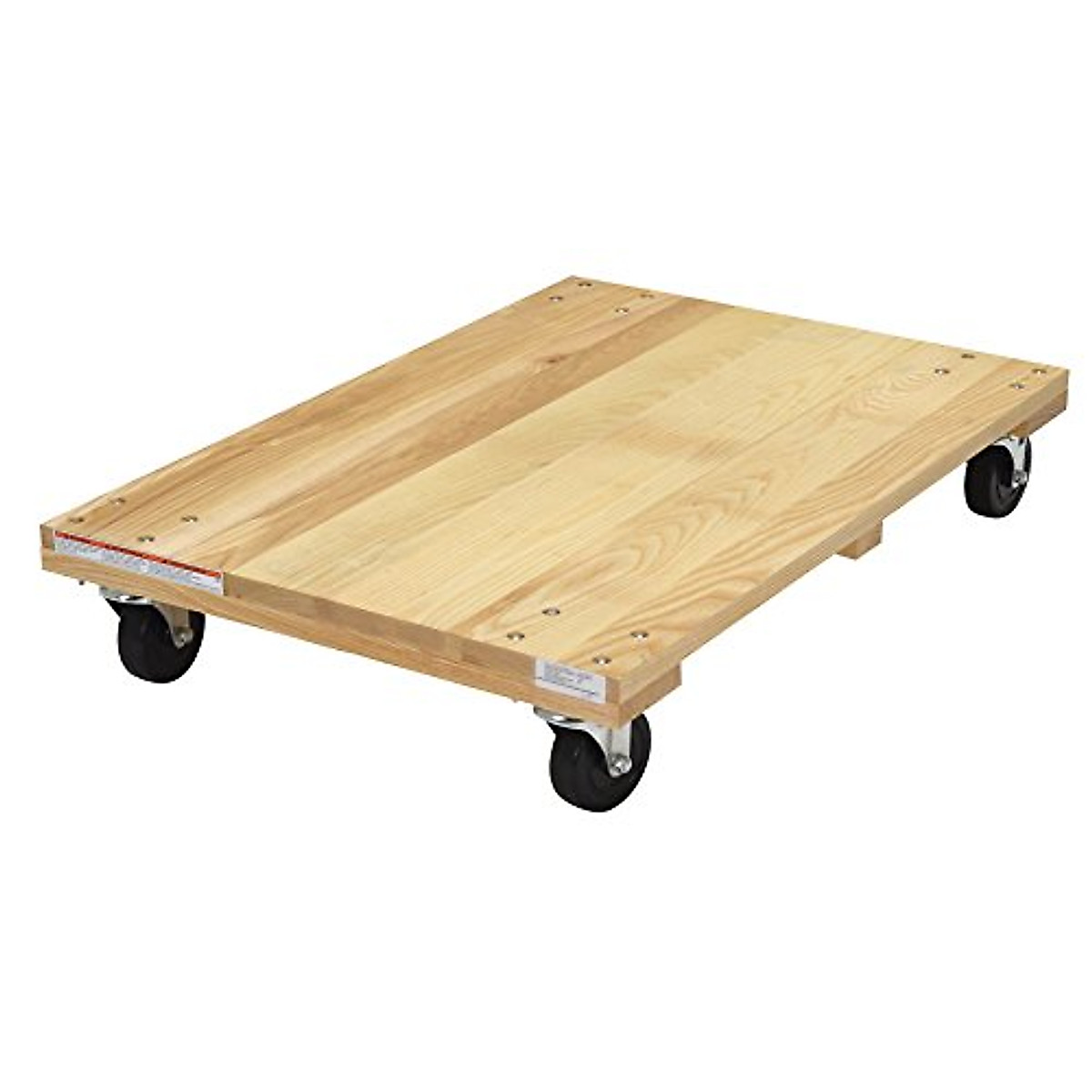 Vestil HDOS-2436-12 Solid Deck Hardwood Dolly with Hard Rubber Casters, 1200 lbs Capacity, 36" Length x 24" Width x 6-3/4" Height , Tan