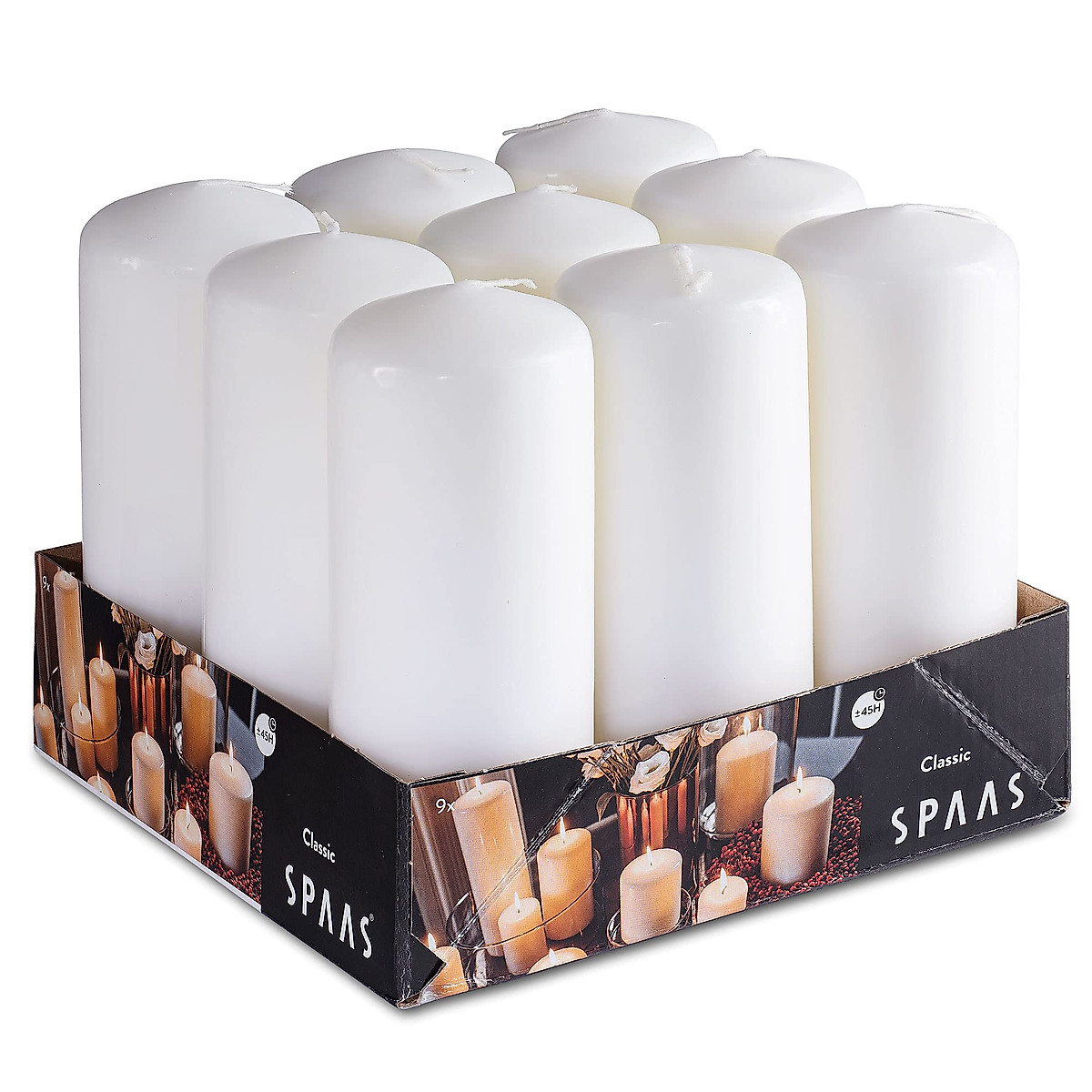 SPAAS White Pillar Candles - 9 Pack | 6 Inch Large White Dripless Pillar Candles | Long Burning Unscented Pillar Candles for Home Décor, Memorial, Vigil, Parties, Wedding, Decorative Lantern