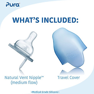 Pura Kiki 11oz/325ml Stainless Steel Infant Bottle w/Sleeve, Anti-Colic, 100% Plastic-Free, MadeSafe Certified, Medical-Grade Silicone, Medium-Flow Nipple, for Babies 3 Months & Up (Rose)