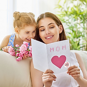 Happy Mother's Day Label Stickers Roll，1.5 inch 500 Pcs Love Heart Mothers Day Stickers, Gift Tag Stickers for Envelope Seals Party Gift Favors Box Cards Decorations