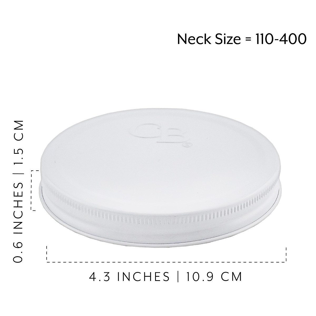 Cornucopia 110mm Replacement Metal Lids (4-Pack, White); Fits 110-400 Neck Large Wide Mouth Glass and Plastic Jars