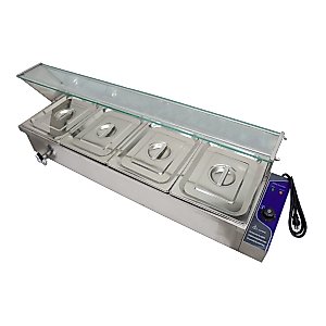 INTBUYING 4 pan Food Warmer Steam Table Kitchen Machine Bath Warmer Breakfast Supply