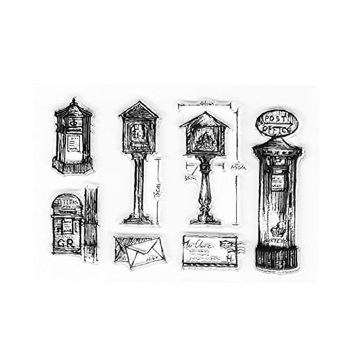 Clear Stamps for Crafts,Antique Mailbox Clear Stamps Postage Mail Box Top Background Stamps