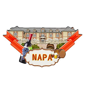 Napa USA Fridge Magnet 3D Classic Wooden Refrigerator Magnets Landmark Handmade Craft Travel Souvenir Gift Collection Decoration -20